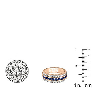Dazzlingrock Collection Round Blue Sapphire & Diamond Engagement Ring for Women in 14K Rose Gold, Size 6