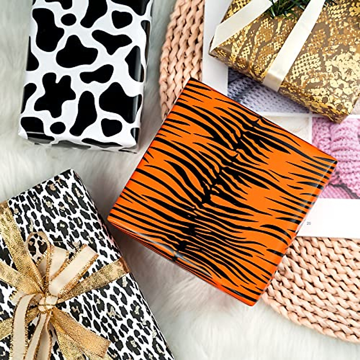 WRAPAHOLIC Wrapping Paper Roll - Animal Prints Design for Birthday, Holiday, Party, Baby Shower Present Packing - 4 Rolls - 30 Inch X 120 Inch Per Roll