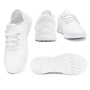 HIIGYL Womens Running Shoes Lightweight Breathable Walking Sneakers Athletic Workout Gym Tennis Shoes White Size 8.5
