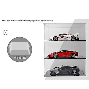 Clear Acrylic Display Case with Black Acrylic Base for 1:24 or 1:32 Scale Vehicle Model, Simple Self-Assembly Dustproof Showcase, Display Box for Diecast Cars,Collectibles(10x6x4 inch;25x15x10 cm)