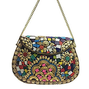 Multi color metal mosaic clutch Wallet purse party bag for women Wedding Box Clutch for Women