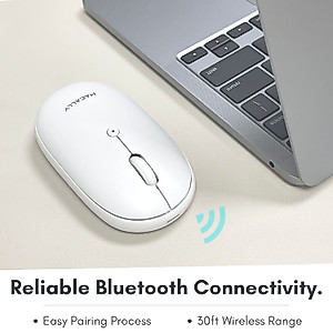 Macally Wireless Bluetooth Mouse - Strong Connection - Quiet, Comfortable, Rechargeable Mouse for MacBook Air/Pro, Mac, iMac, Apple iPad - Wireless Mouse for Laptop, Windows PC Desktop