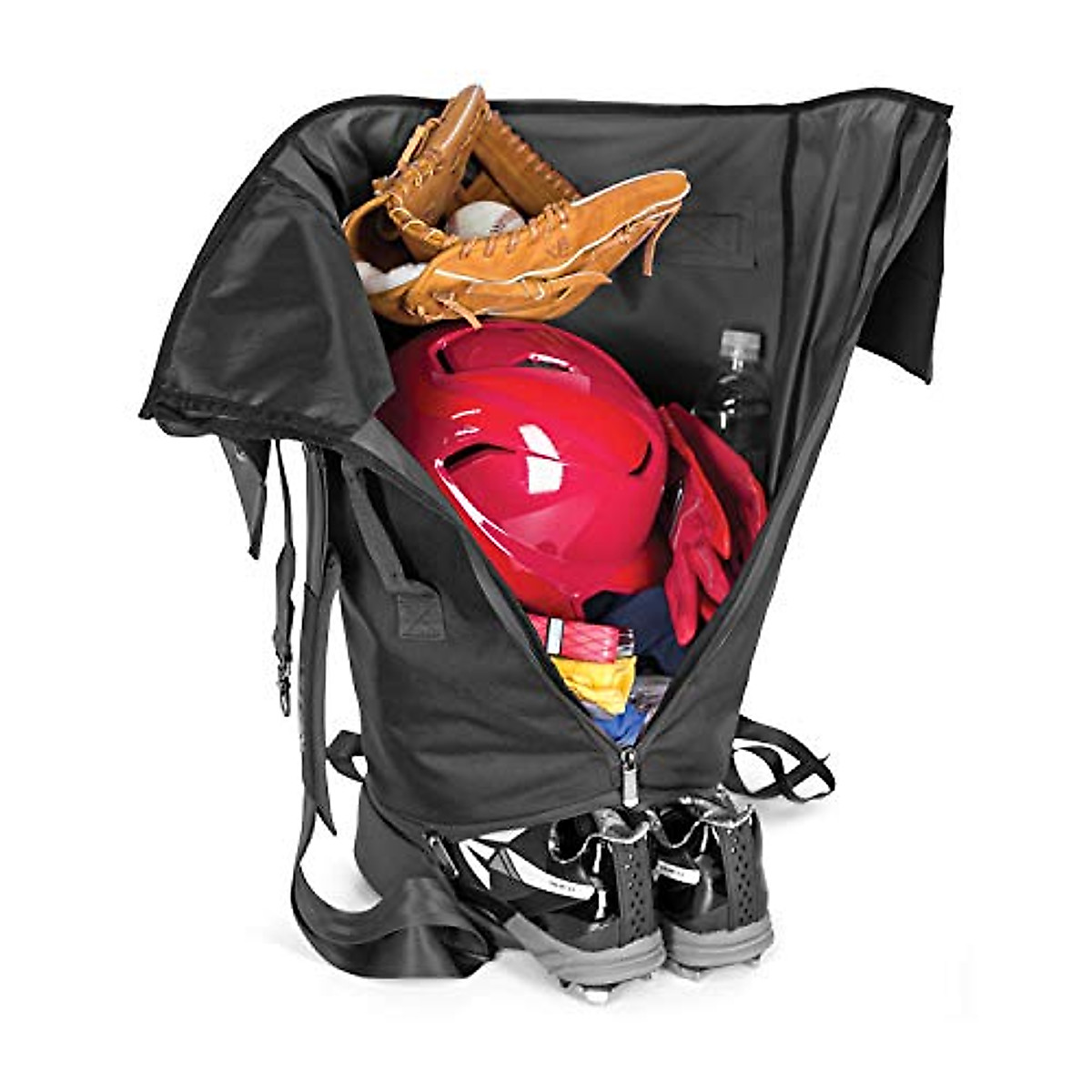 EASTON RETRO Bat & Equipment Duffle Bag, Baseball Softball, 2 Bat Sleeves, Vented Shoe Compartment, Easy Gear Access with Full Length Side Zipper, Shoulder & Backpack Straps, Fence Hook, Black