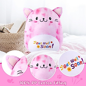 ZJoey Get Well Soon Gift Cat Plush Cow Stuffed Animal Hug Pillow Sympathy Gift Get Well Toy Gifts for Kids Boys Girls Women(Cat)