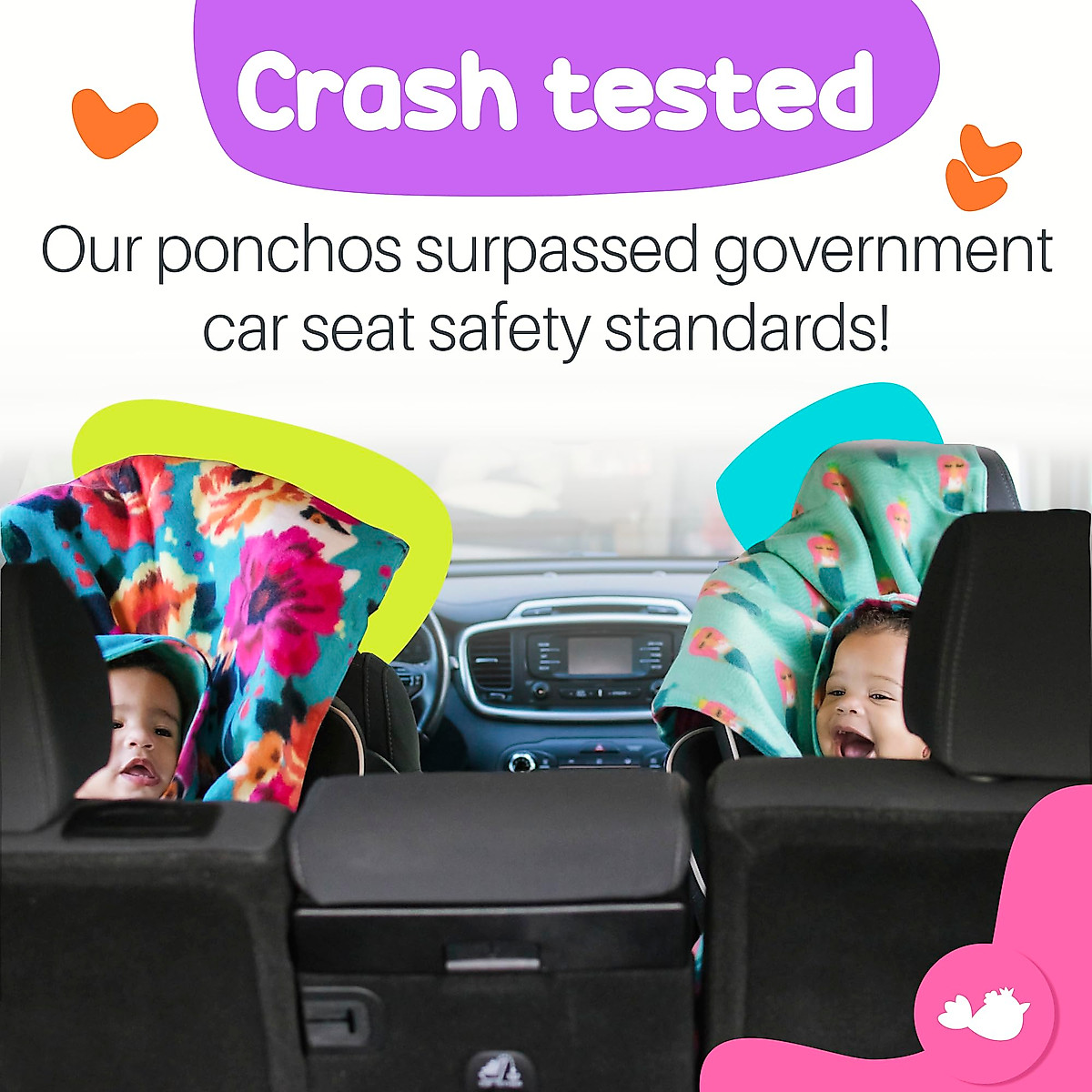 Birdy Boutique Car Seat Poncho for Kids – Safe to Use Over Seat Belts – Reversible Warm and Cozy Blanket – Easy on Easy Off and Doesn’t Impact Car Seat Performance – Mermaid Floral – One Size