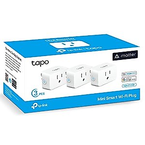 TP-Link Tapo Matter Supported Smart Plug Mini, Compact Design, 15A/1800W Max, Super Easy Setup, Works with Apple Home, Alexa & Google Home, UL Certified, 2.4G Wi-Fi Only, White, Tapo P125M(3-Pack)