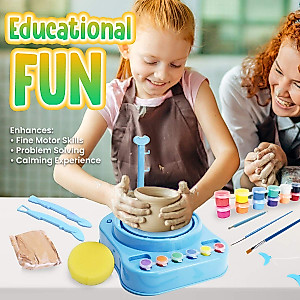 Insnug Kids Pottery Wheel Kit - Complete Pottery Wheel and Painting Kit for Beginners with Modeling Clay, Sculpting Clay and Sculpting Tools, Arts & Crafts, Craft Kits for Kids Age 8-12, 9-12