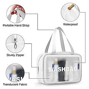 MicoSim Clear Toiletry Bag Set for Women Men, Translucent Waterproof Travel Makeup Bag with Handle, Large Capacity Sturdy & Leak Resistant Cosmetic Bag Pouch for Traveling,Accessories…