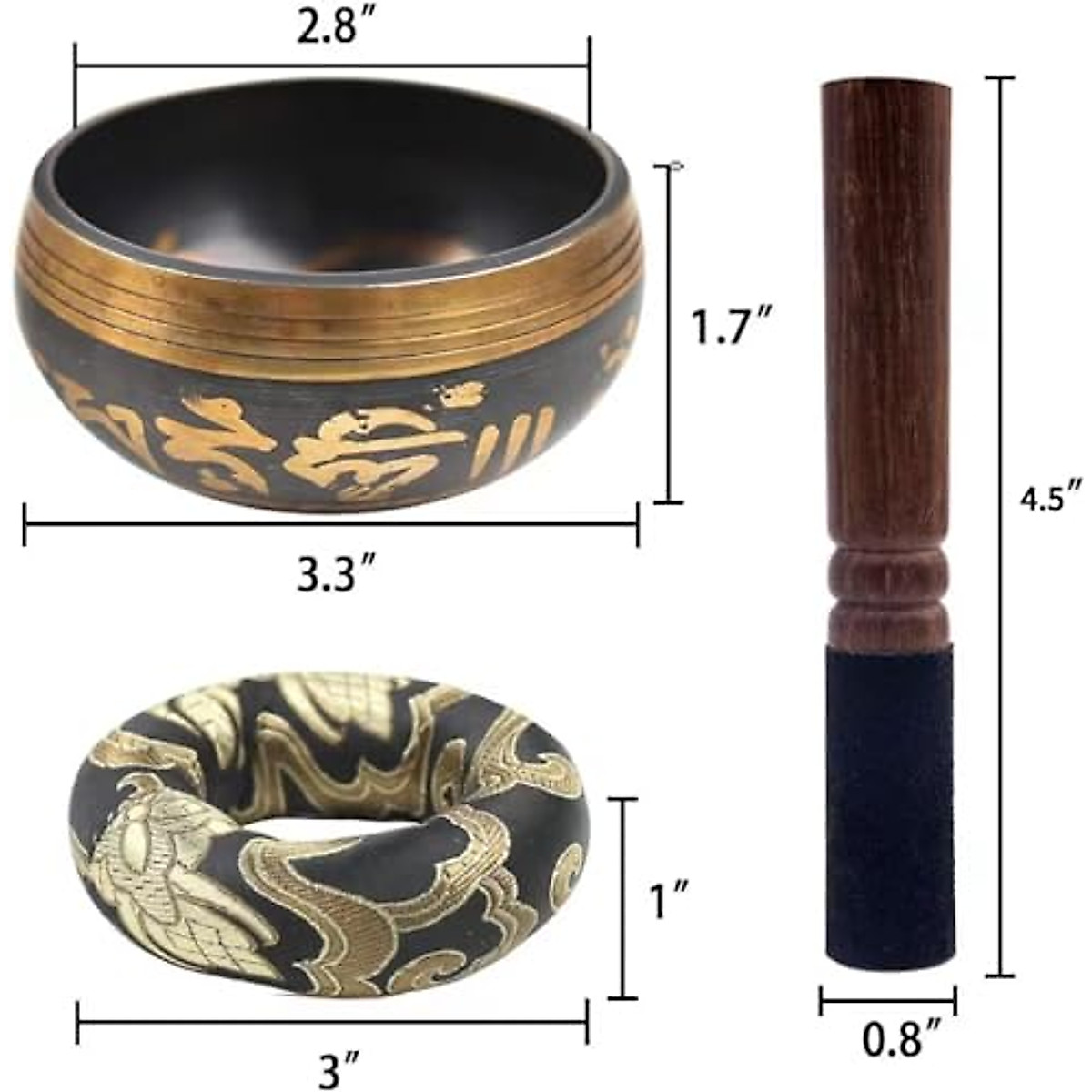 Domestar Tibetan Singing Bowl Set – Hand Hammered Meditation Sound Bowls, Premium Quality Singing Bowl For Yoga Meditation, Sound Therapy, Spiritual Gatherings And Stress Relief (3.3 Inch)