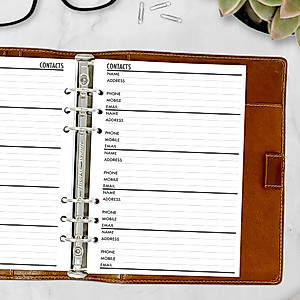 A5 Contacts Address Book Planner Insert Refill, 5.83″ x 8.27″, Fits 6-Rings Binders - Filofax, LV GM, Moterm, Choice of Quantity