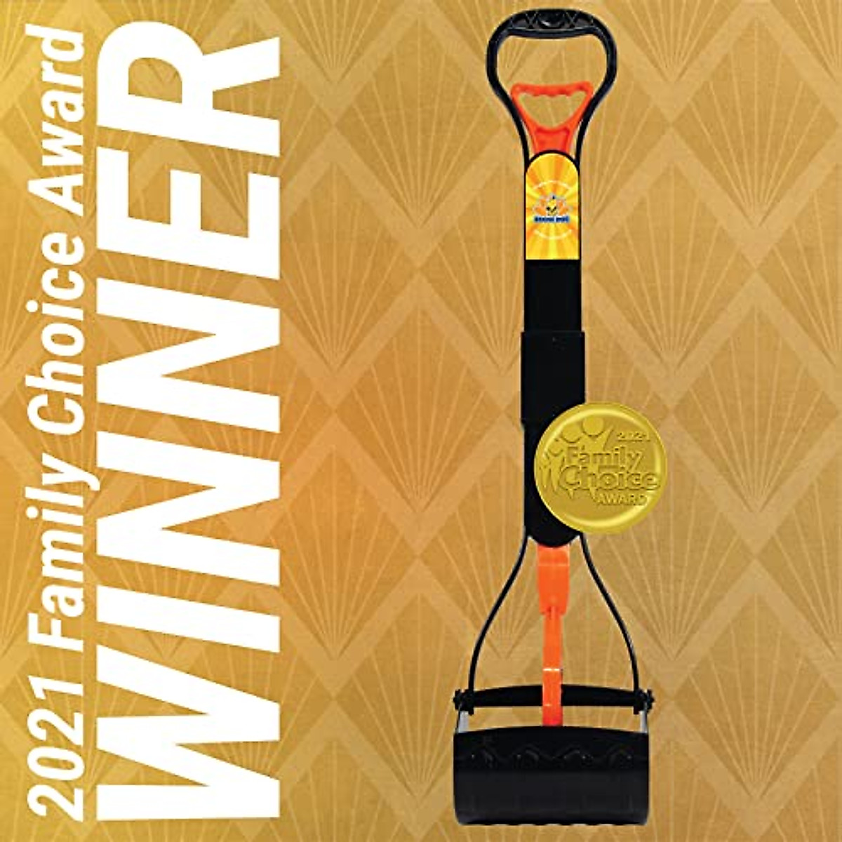 Bodhi Dog Extra Large Foldable Pooper Scooper | 32” Long Handle Portable Pooper Scooper | for Small and Large Dogs | Made with Premium Durable Materials - Orange