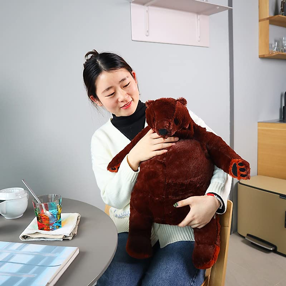 MIAOHAHA 23.6in Dark Brown Teddy Bear Plush Toy Simulation Djungelskog Teddy Bear Stuffed Animal Doll Home Decor Gift for Kids and Friends (23.6inch/60cm)