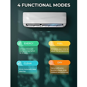 12000BTU Mini Split Air Conditioner and Heater -SIMOE Ductless Inverter Mini Split AC/Heating System with 1 Ton Heat Pump, 208-230V 17 SEER2 Wall-mounted AC, Cools Up to 750 Sq. Ft Energy Efficient