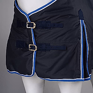 HORZE Glasgow Heavy Weight Waterproof Winter Turnout Horse Blanket (350g Fill) - Dark Blue - 78 in