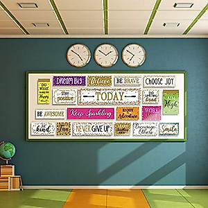 Home Classroom Sweet Motivational Gallery Signs, Confetti and Shine Bulletin Board Motivation Cards with Glue Point Dots for Bulletin Board Classroom School Office Home Nursery (Motivational Style)