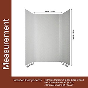 From Plain To Beautiful In Hours 133-HERR-KIT Herringbone Tile Tub and Shower Wall Panels Surround, Gloss White, 96 Square Feet