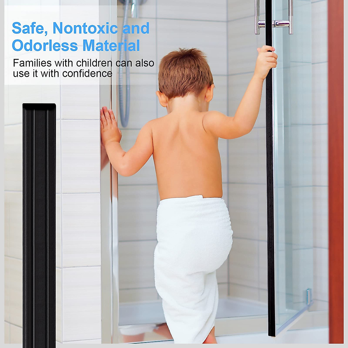 Thicken Shower Door Magnetic Strip Replacement, RV Shower Door Magnet Seal Strip Replacement Magnetic Strip for Framed and Semi Frameless Swinging Glass Shower Doors, 3/8 x 4/25 in(1 Roll,98 Inch)