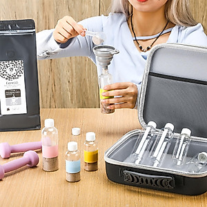 Newtay Travel Powder Container Set Include Powder Container, Protein Powder Funnel, Spoon and Stickers, Portable Protein Powder Supplement Container Protein Powder Dispenser with Case for Workout