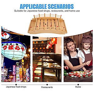 Yardwe Bamboo Sushi Boat Serving Tray, Arch Bridge Sushi Boat, Wooden Sushi Bridge Serving Plate for Home Restaurant 44x22x13CM