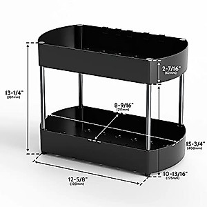 JZVXX Under sink organizers and storage, Bathroom kitchen cabinet organizer, Anti Rust- Hydrophobic design- Extra large volume- Black(zwj-hs-1)