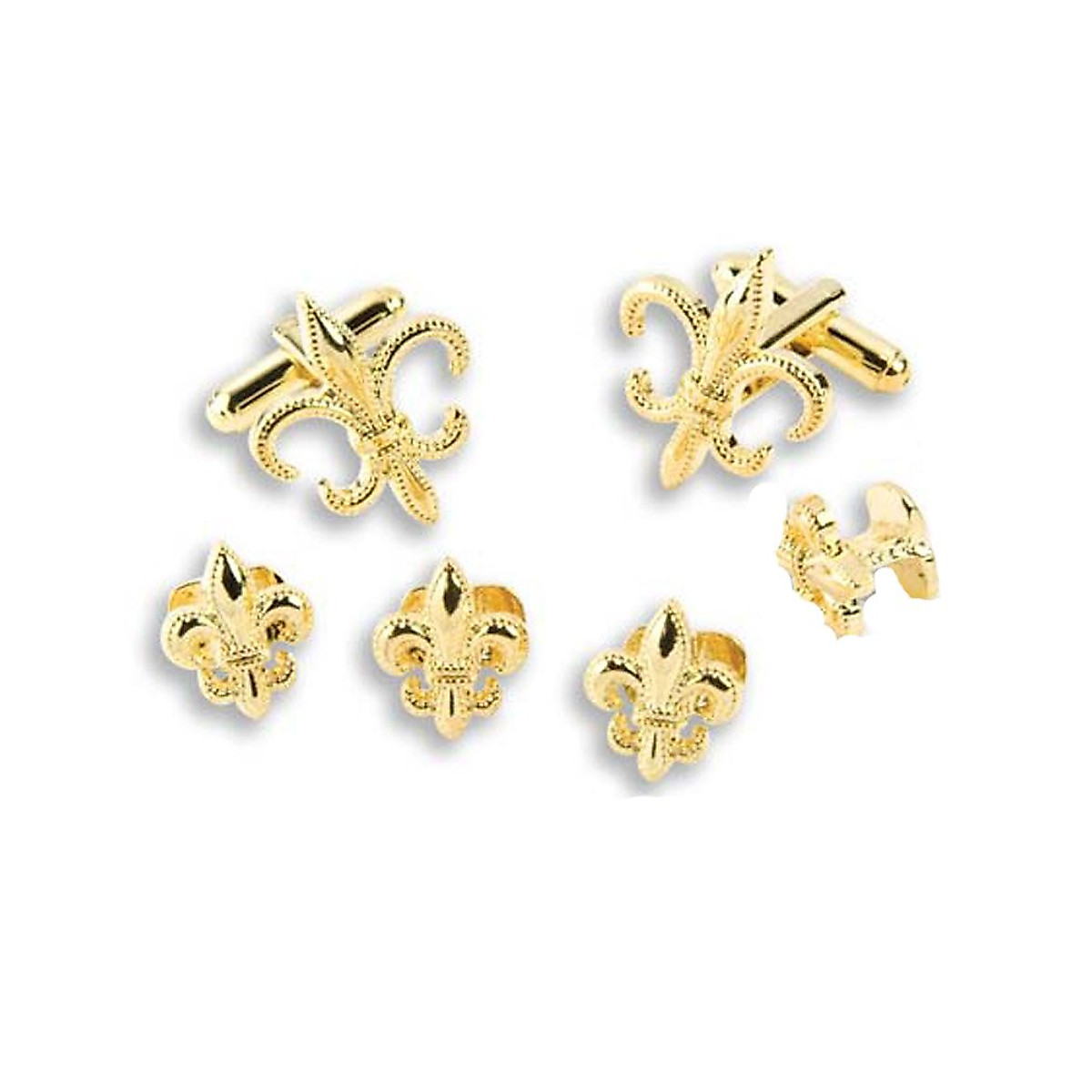 EZ Tuxedo Gold Fleur de Lis Cufflinks and Studs