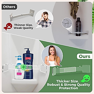 ENONCI RV Accessories for Inside Clear, Camper Must Haves, Shower Corner Storage Bar with 2 Razor Hanger, Adjustable Acrylic for Corner Shelves Length 8-14 inches Applicable for Most RV Camper