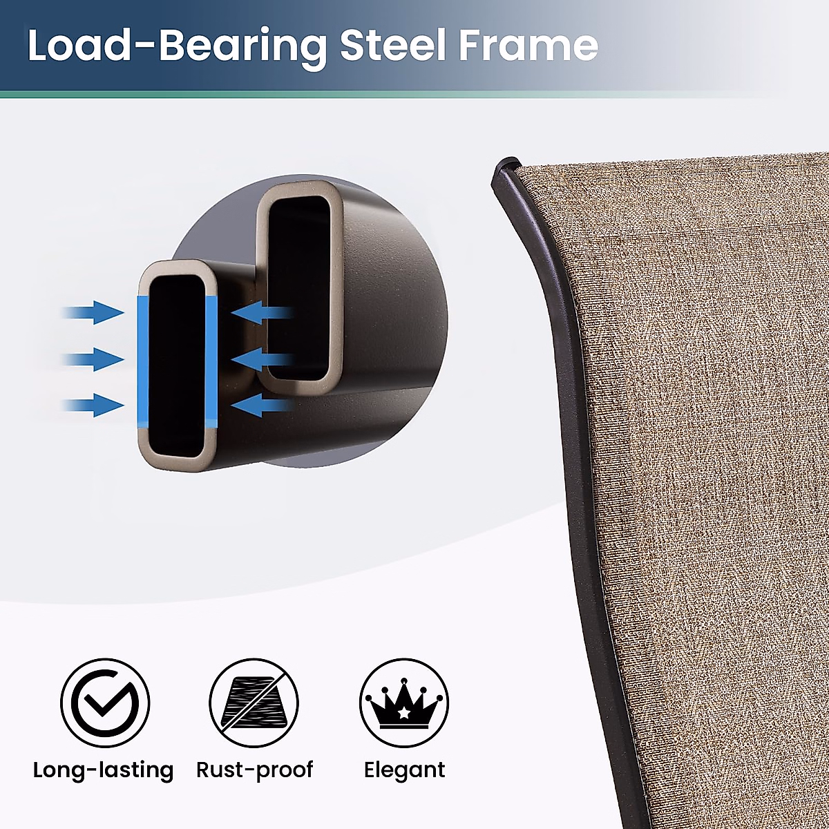 Amopatio Patio Swivel Chairs Set of 2, Outdoor Swivel Rocker Dining Chairs with All Weather Textilene High Back & Metal Frame, for Backyard Deck Lawn Garden, Brown