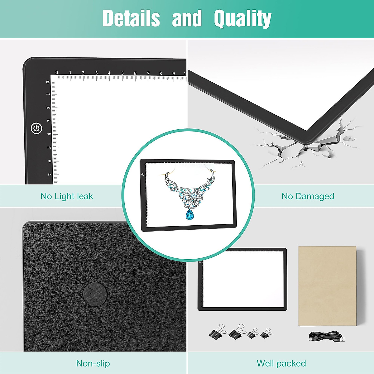 comzler Light Board, A4 Tracing Light Box, Magnetic Light Pad, Light Table for Tracing, LED Light Drawing Board, Sketch Pad LED Light Drawing Pad, Cricut Light Pad, Dimmable Brightness