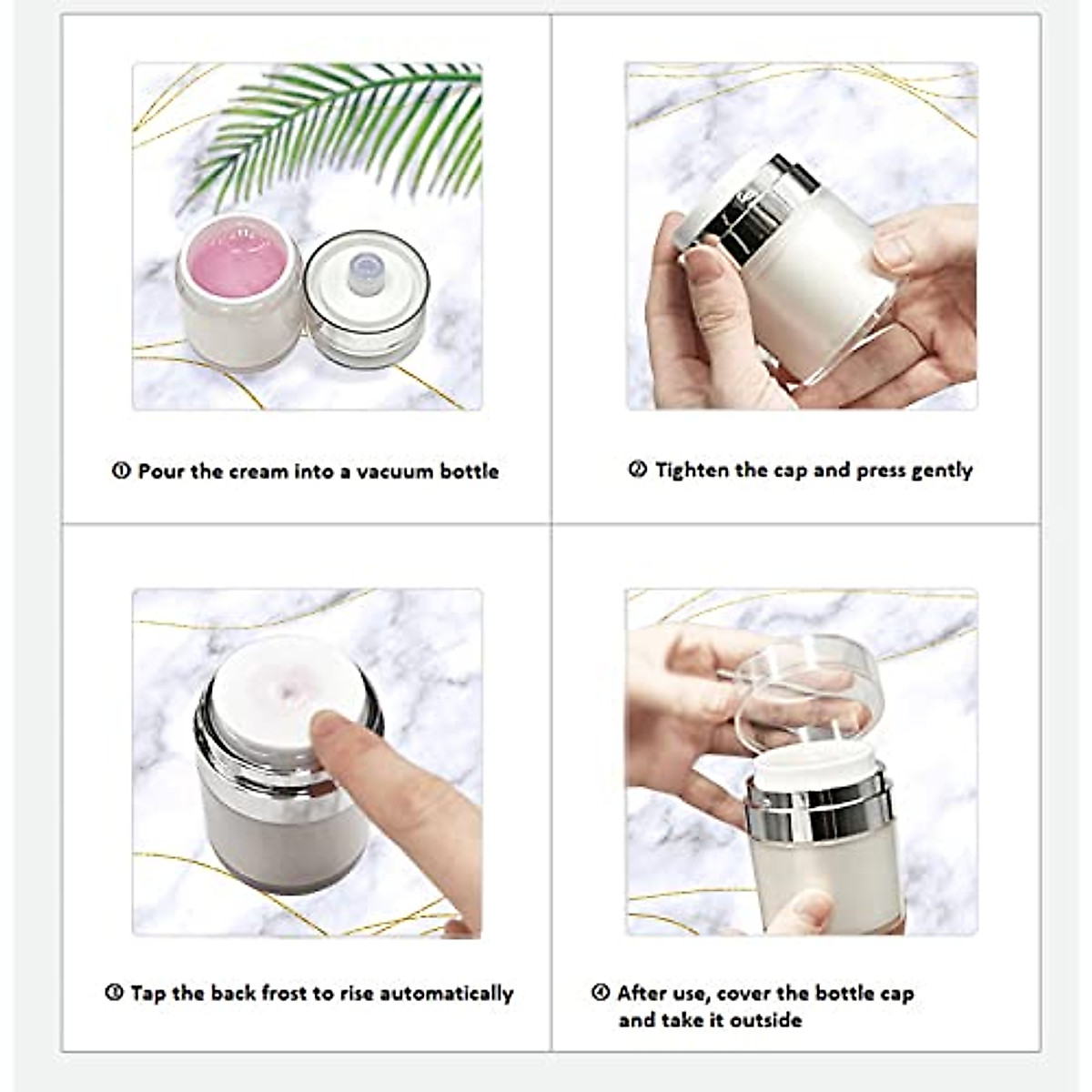 Airless Pump Jar Airless Pump Bottle Cream Jar Vacuum Bottle Dispenser with Pump Vacuum Moisturizer Jar Refillable Travel Cream Empty Bottle Lotion Pump Containers Cosmetic Jar Empty Cream Cans