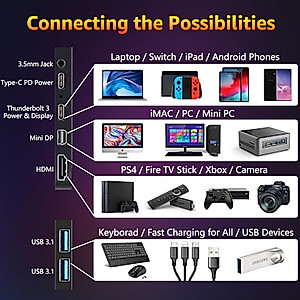 cocopar Portable Monitor 4K - 17.3 Inch UHD FreeSync HDR IPS 130% sRGB 3840x2160 Lightweight Eye Care Computer Display with Type-C Mini DP HDMI for Xbox PS4/5 Switch Laptop PC Mac, with Smart Case