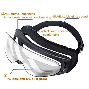 LJDJ Motorcycle Goggles,4 Pack Dirt Bike ATV Motocross Anti-UV Adjustable Riding Offroad Protective with 4 Pack Neck Breathable Bandana Mask for Men Women Kids Youth Adult