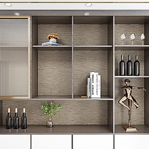 Tan Grasscloth Wallpaper Peel and Stick Textured Wallpaper Brown Linen 30"x118" Large Size Self Adhesive Imitation Cloth Contact Paper for Cabinets Fabric Vinyl Paper for Bedroom Kitchen Wall CHICHOME