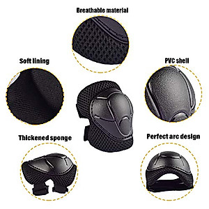 Kids Protective Gear, 7 in 1 knee pads for kids set, Youth Elbow Pads, Wrist Guard, Neck Gaiter for Age 3-8 Boys Girls Children Rollerblading Skateboard Bike Cycling Skating Scooter Riding Sports