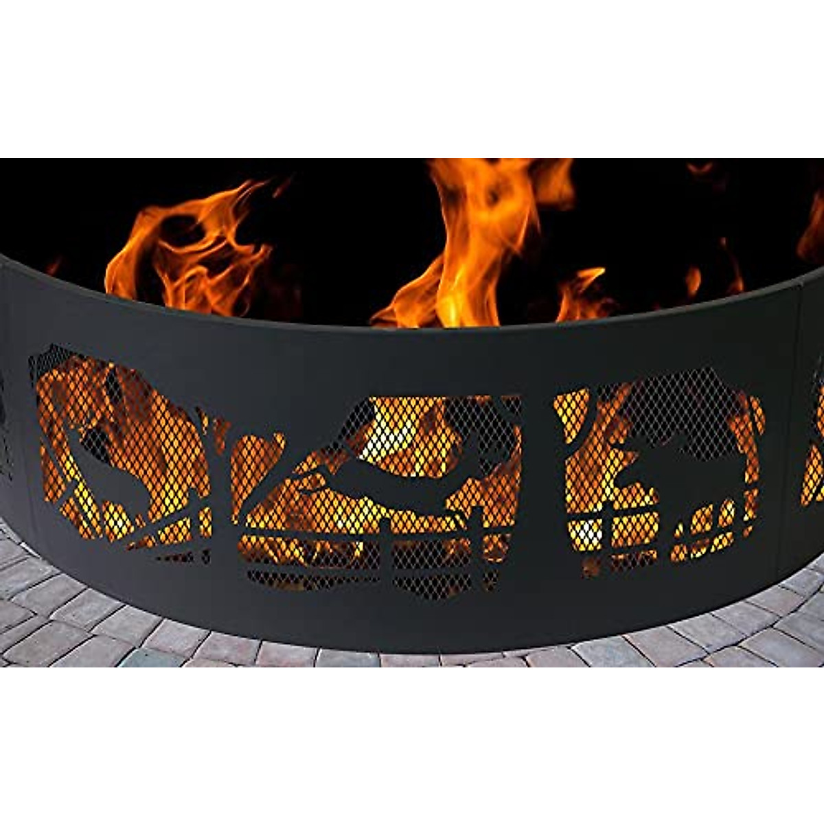 MTB Backyard 30 Inch Fire Ring, Wildlife-Deer Fire Pit Campfire Ring Wood-Burning Firepit Ring