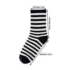 Joylife Cow Pattern Crew Socks Novelty Black White Quartz Socks Striped Checkered Dress Socks for Women, Lady, Girls, 7 Pack