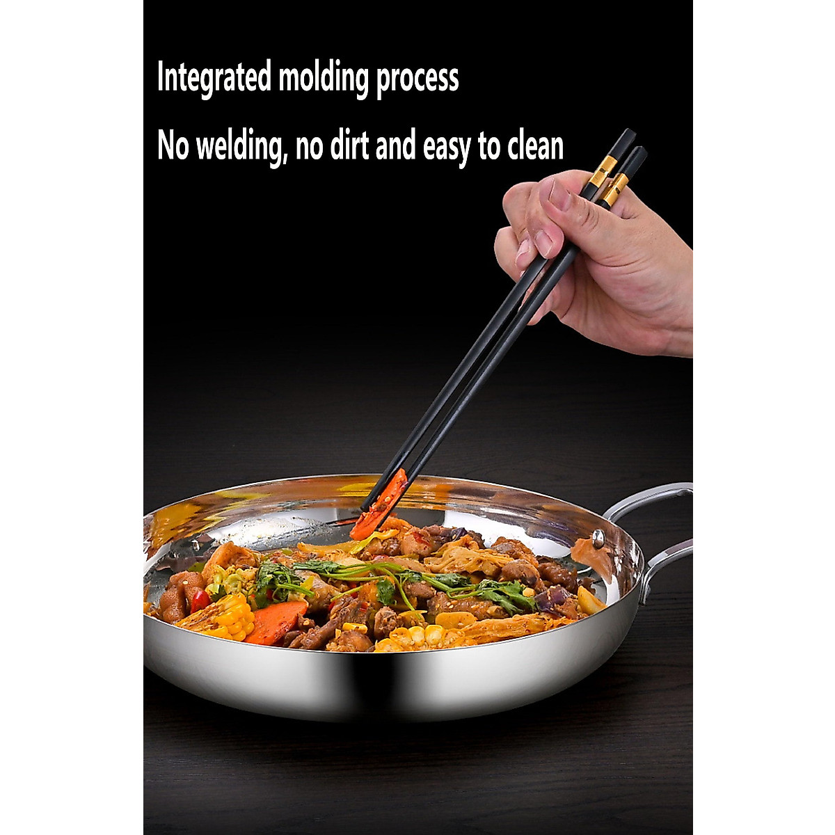 GFHVDC Paella Pan Gold Stainless Steel Skillet Pan Large Skillet,Griddle,Large Saute Pan with Lid,Jumbo Cooker,Induction Pan,Dishwasher and Oven Safe For Home Cooking,Gold,36CM