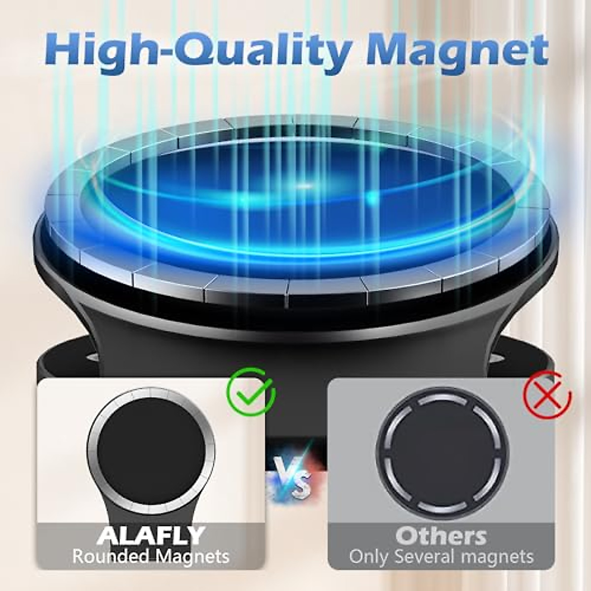 ALAFLY Detachable Magnetic Phone Holder for Laptop & Car, Foldable Desk Phone Stand, Adjustable Magnetic Phone Tripod Mount Adapter with 1/4" Screw Design for MagSafe iPhone and All Phones, Black