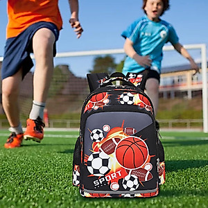CAMTOP Soccer Backpack for Kids boys Preschool Backpacks with Lunch Box Toddle Kindergarten Basketball BookBag Set