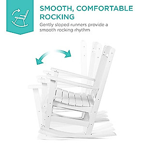 Best Choice Products All-Weather Rocking Chair, Indoor Outdoor HDPE Porch Rocker for Patio, Balcony, Backyard, Living Room w/ 300lb Weight Capacity, Contoured Seat - White