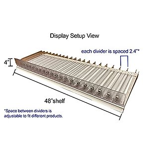 Pack of 20 Shelf Pusher Spring Loaded Organizer, Product Display Tray, 6 Different Tensions, Retail Shelving Pusher, Glider Self Pushing Bar, Convenience Store Display Clear Medium Duty 7N