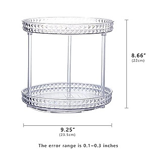 ROWNYEON Rotating Makeup Organizer 2 Tier skincare organizers Bathroom Organizer Perfume Organizer Spinning Cosmetics Organizer for Vanity，Cabinets, Pantry, Fridge, Countertops，Kitchen