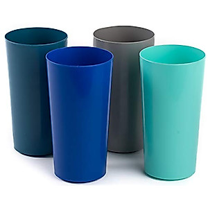 Klickpick Home 28 Ounce - 12 Piece Premium Quality Plastic Beverage Tumblers Reusable Cups Dishwasher Safe BPAFree In 4 Coastal Colours
