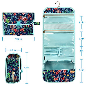 Fintie Portable Toiletry Cosmetic Travel Bag, Large Water Resistant Hanging Makeup Organizer Storage Pouch Case for Women Girls (Jungle Night)