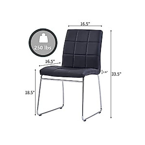 Dining Chairs Set of 2 Modern Kitchen Chair Faux Leather Indoor Chair for Living Room,Restaurant,Meeting Room,Bedroom (Black-C, 2 Chairs)