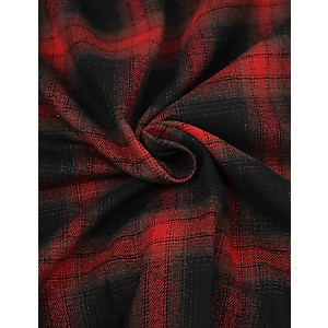 H2H Mens Casual Slim Fit Check Patterned Shirts Long Sleeve REDBLACK US S/ASIA M (CMTSTL144)