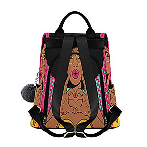 ALAZA Young African American Woman with Lips Backpack with Keychain for Woman
