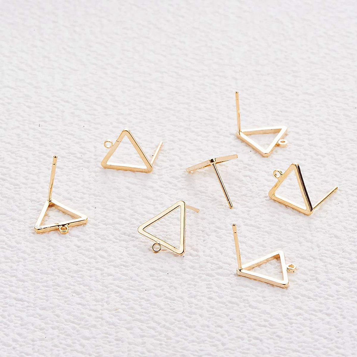 BENECREAT 10Pcs 18K Real Gold Plated Triangle Shape Earring Studs Posts with Hole for Wedding, Anniversaries Festival Gifts and Favors - 10.6x10.6mm
