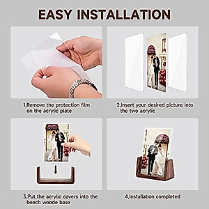 Komimaci 4x6 picture frames, Solid Rustic Wooden Photo Frames with Walnut Wood Base and High Definition Acrylic Glass Covers - 2 Pack for Tabletop or Desktop Display (4x6 inch, Horizontal + Vertical)