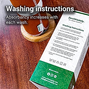 Reusable Paper Towels - Value Pack of 24 Paperless Paper Towels! - 100% Cotton, Super Soft, Absorbent, Washable and Made To Last - Cut Back and Waste Less with our Cloth Paper Towels! By ZeroWastely