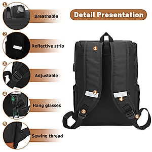 Vintage Backpack Anti Theft Laptop Backpack Men Women Business Travel Computer Backpack School College Bookbag Stylish Water Resistant Vintage Backpack with USB Port Fits 15.6 Inch Laptop Black